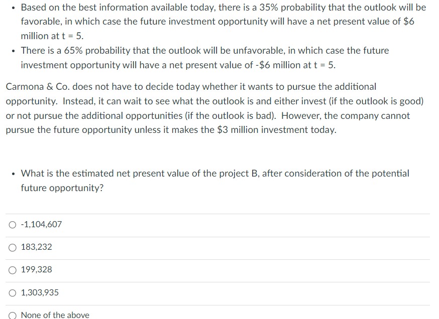 Solved Carmona \& Co. is considering the implementation of | Chegg.com