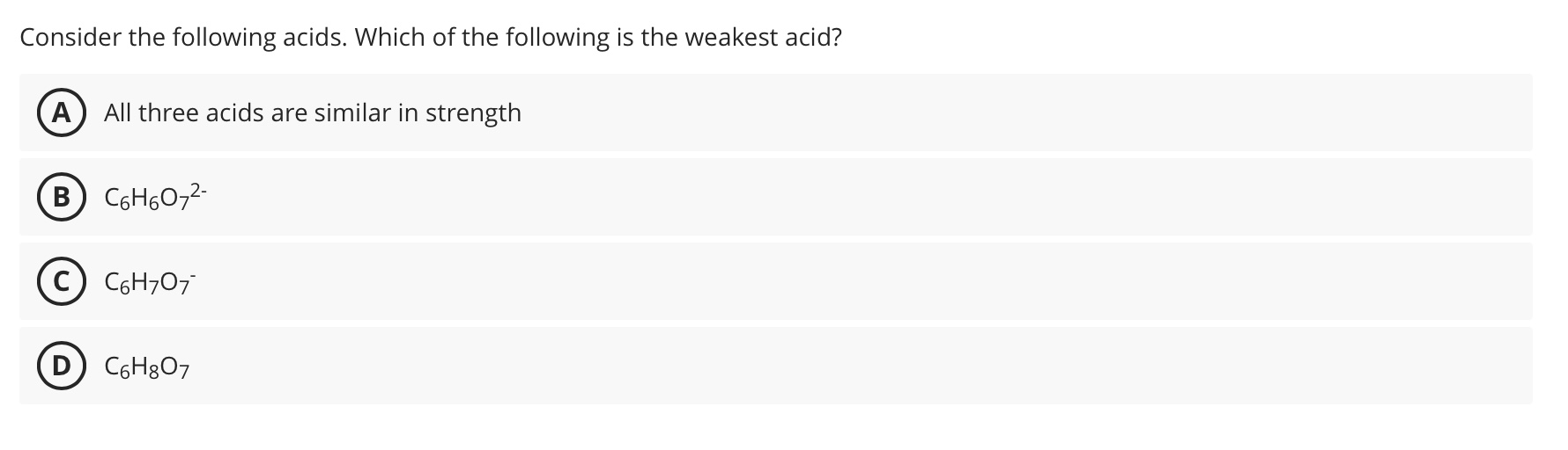 Solved Consider the following acids. Which of ﻿the following | Chegg.com