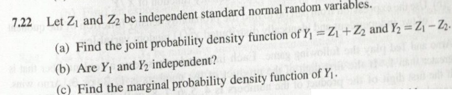 Solved 7.22 Let Z and Z2 be independent standard normal | Chegg.com
