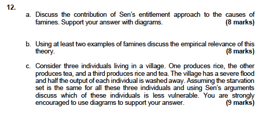 Solved 12. . a. Discuss the contribution of Sen's | Chegg.com