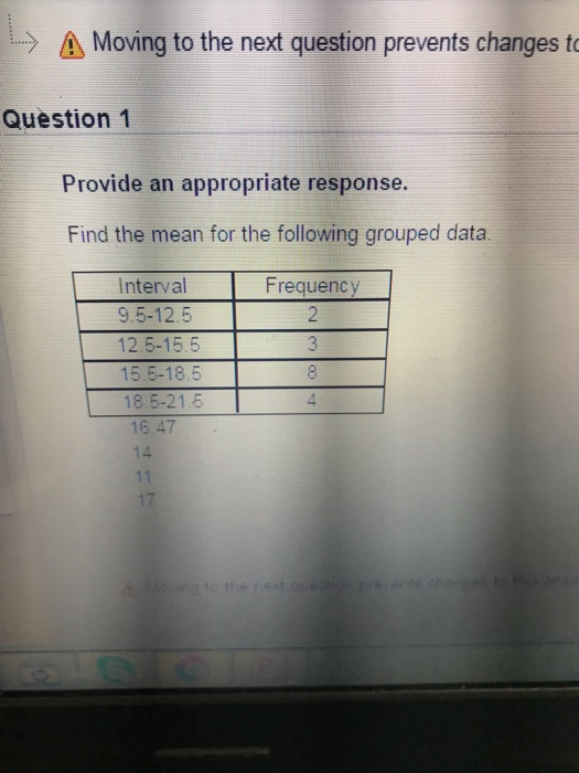Solved Find the mean for the following grouped data. | Chegg.com