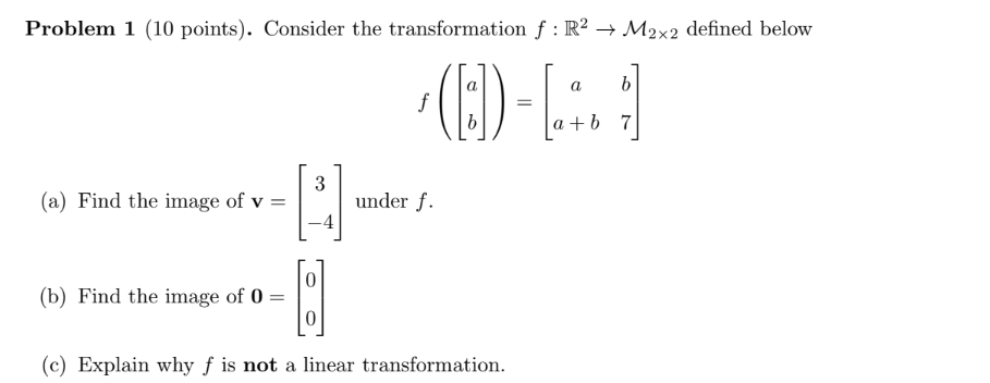 Solved Problem 1 (10 points). Consider the transformation | Chegg.com