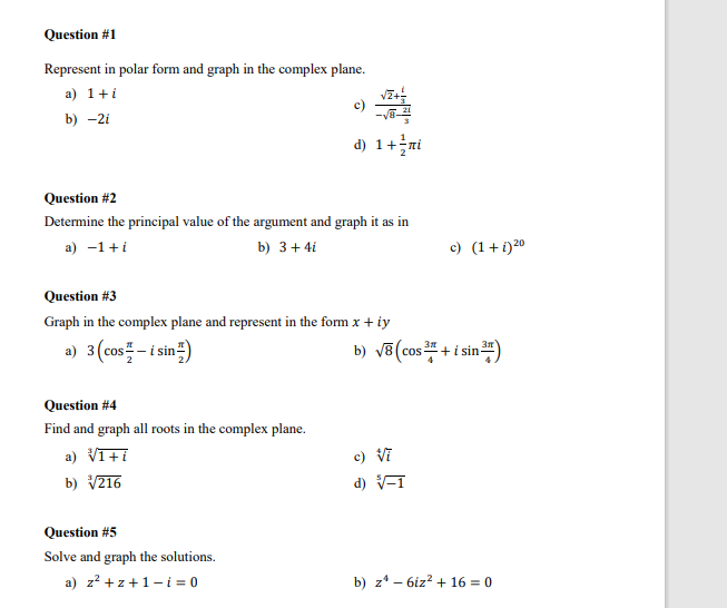 Solved Represent in polar form and graph in the complex | Chegg.com