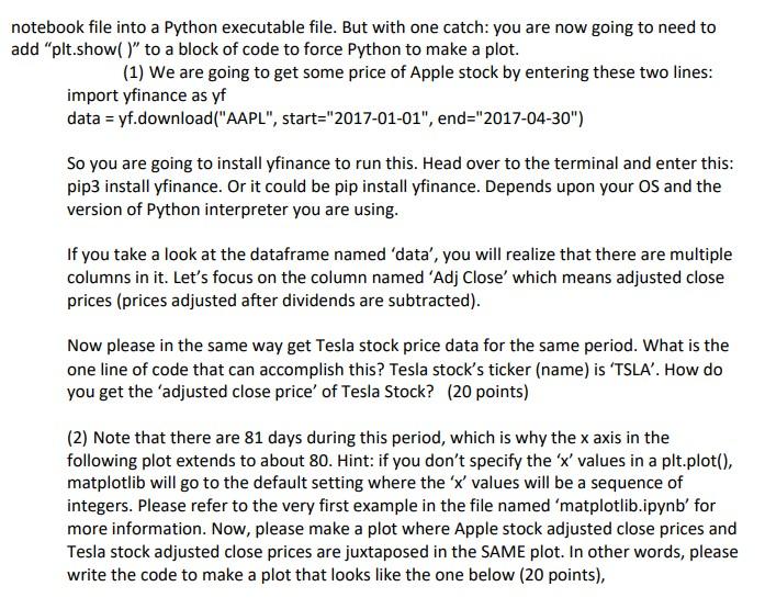 2. Create plots of stock prices using data from | Chegg.com