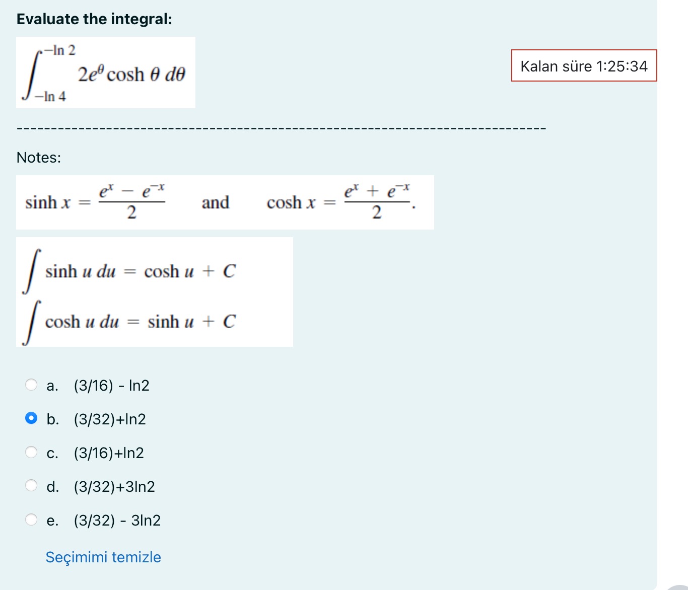 Solved Evaluate the integral: ∫−ln4−ln22eθcoshθdθ Notes: | Chegg.com