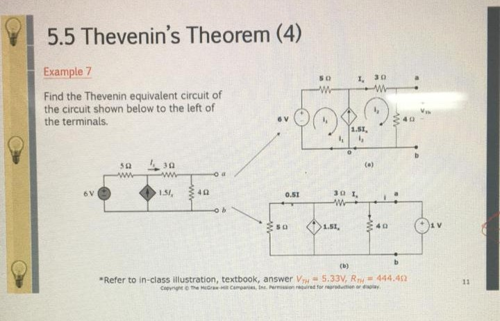 Solved 5.5 Thevenin's Theorem (4) Example 7 Find the | Chegg.com