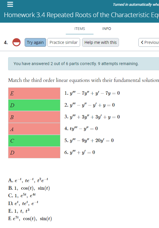 Solved Homework 3.4 Repeated Roots of the Characteristic Eq | Chegg.com