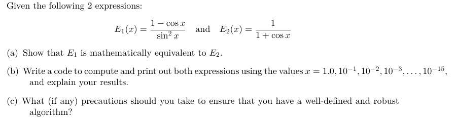 Solved Numerical Analysis: Roundoff Error. Code for (b) | Chegg.com