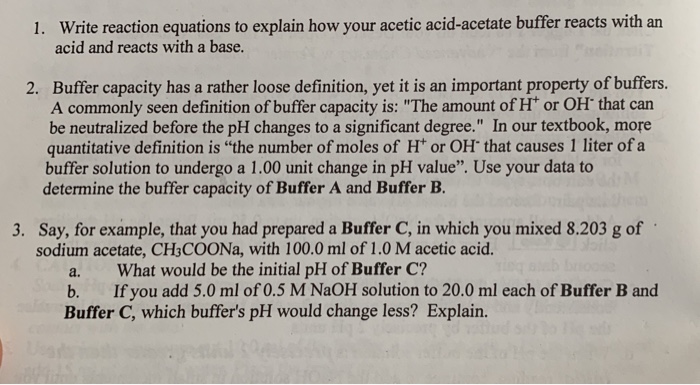 Solved 1 Write Reaction Equations To Explain How Your