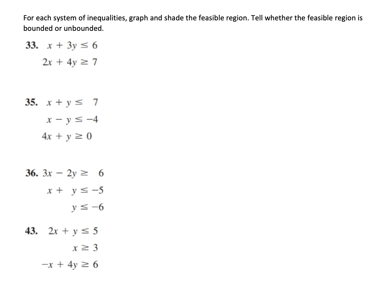 Solved For each system of inequalities, graph and shade the | Chegg.com