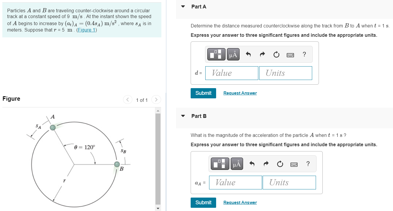 Solved Particles A and B are traveling counter-clockwise | Chegg.com