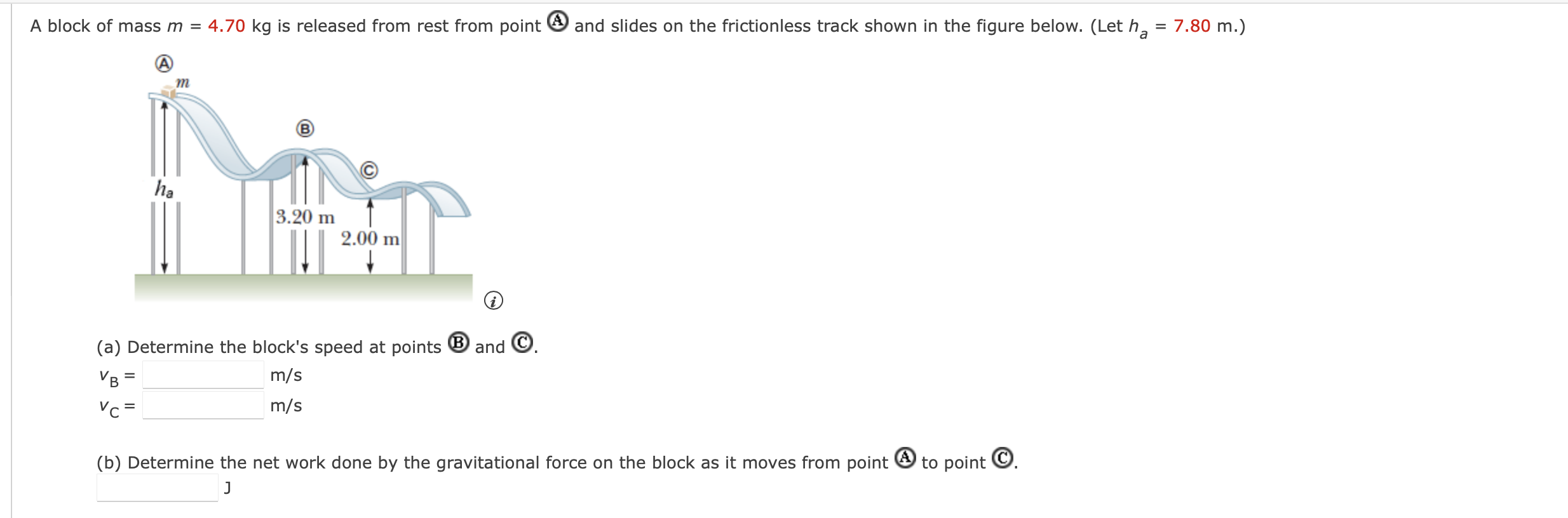 Solved ck of mass m=4.70 kg is released from rest from point | Chegg.com