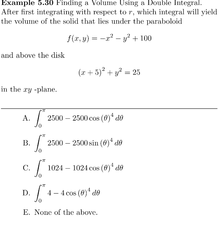 Solved Example 5.30 Finding a Volume Using a Double | Chegg.com