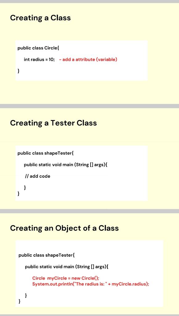 Solved Creating a Class public class Circle\{ int radius | Chegg.com