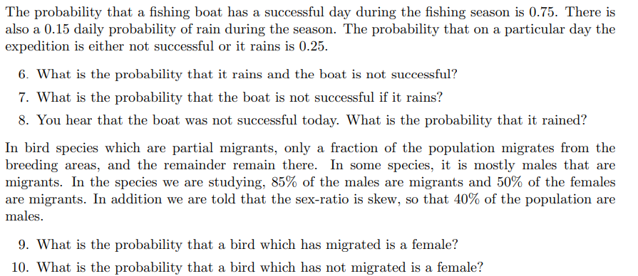 Solved The probability that a fishing boat has a successful | Chegg.com
