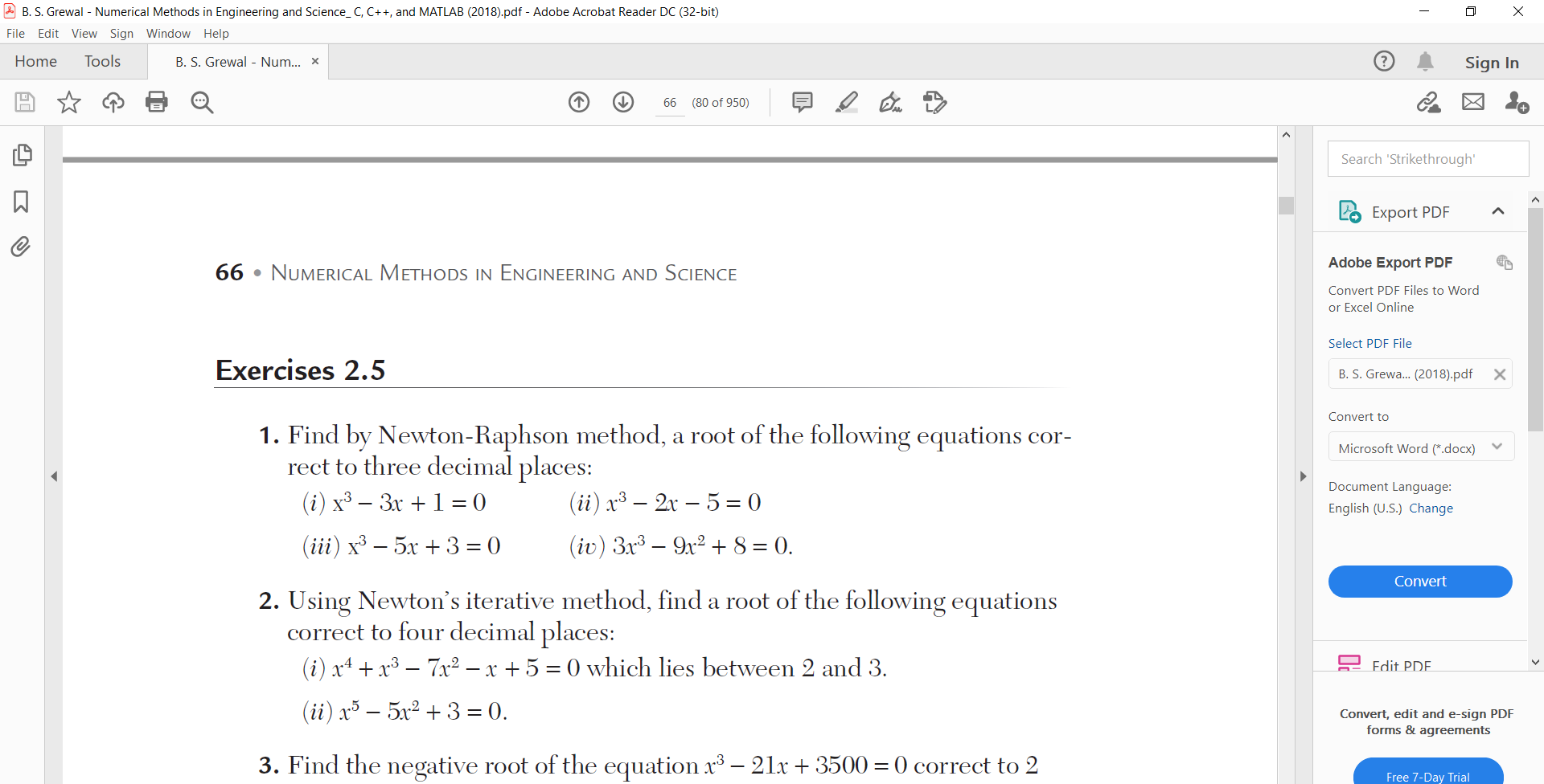Solved B. S. Grewal - Numerical Methods in Engineering and | Chegg.com