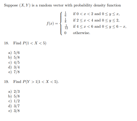 Suppose (X,Y) is a random vector with probability | Chegg.com