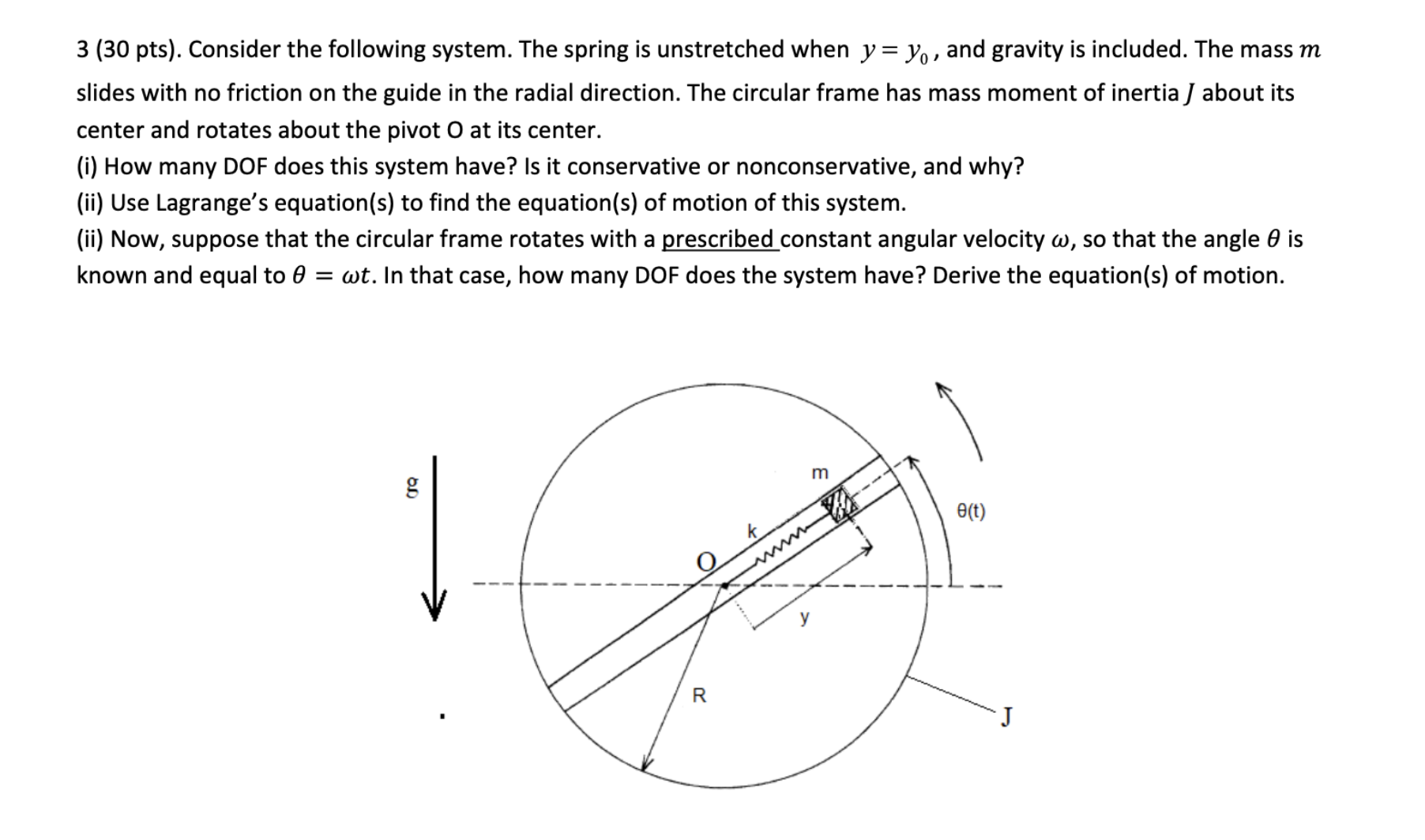 Solved 3 (30 pts). Consider the following system. The spring | Chegg.com Solved 3 (30 pts). Consider the following system. The spring | Chegg.com