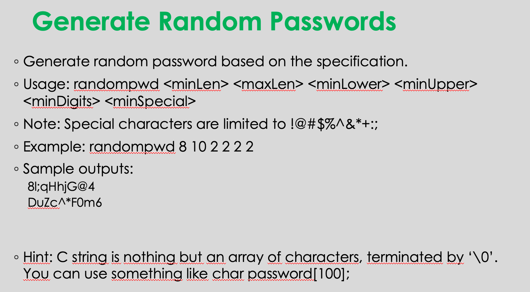 Solved A4 Random password generator \& String comparison - | Chegg.com