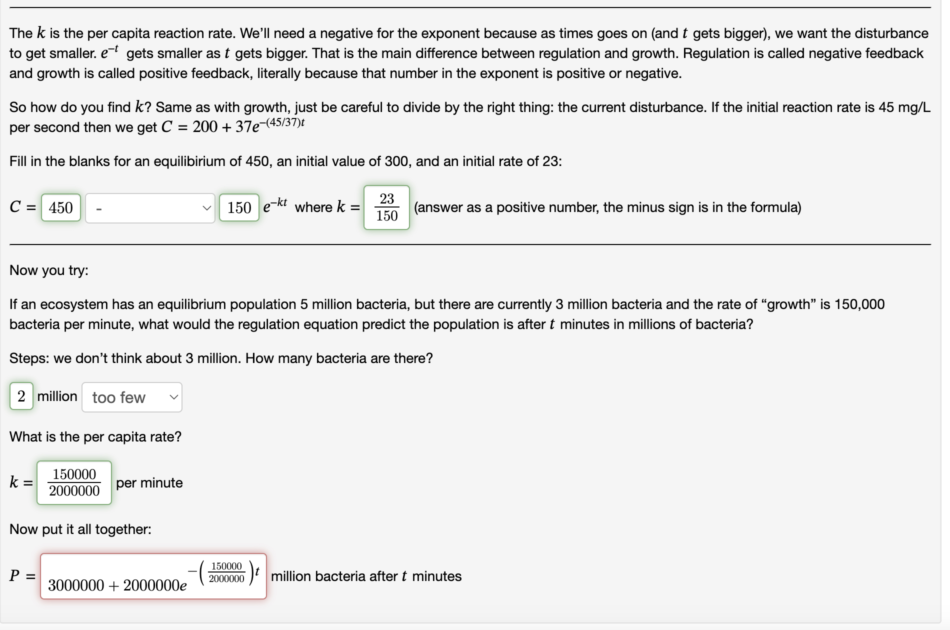Solved The k ﻿is the per capita reaction rate. We'll need a | Chegg.com