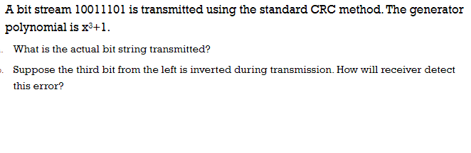 Solved A bit stream 10011101 is transmitted using the | Chegg.com