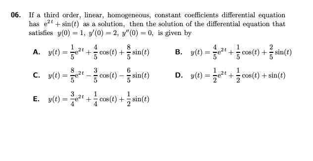 Solved 06. If a third order, linear, homogeneous, constant | Chegg.com