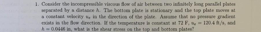 Solved Consider the incompressible viscous flow of air | Chegg.com