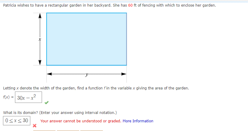 Solved Patricia wishes to have a rectangular garden in her | Chegg.com