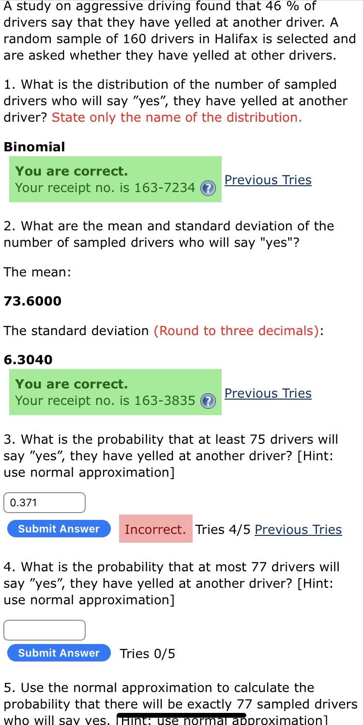 Solved A study on aggressive driving found that 46% of | Chegg.com