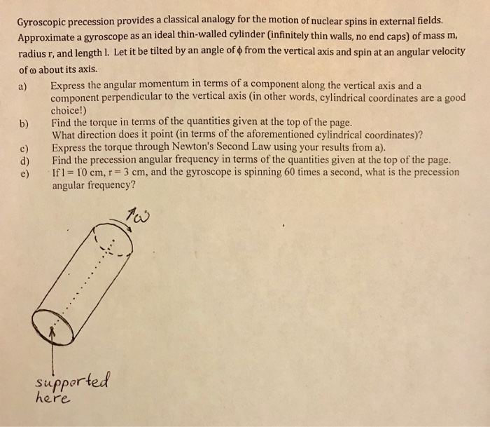 Solved Gyroscopic precession provides a classical analogy | Chegg.com