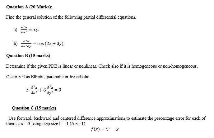 Solved Find the general solution of the following partial | Chegg.com