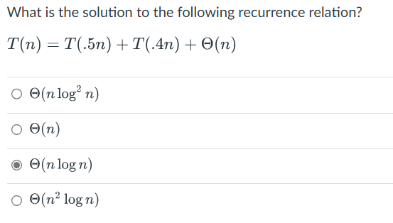 Solved What is the solution to the following recurrence | Chegg.com
