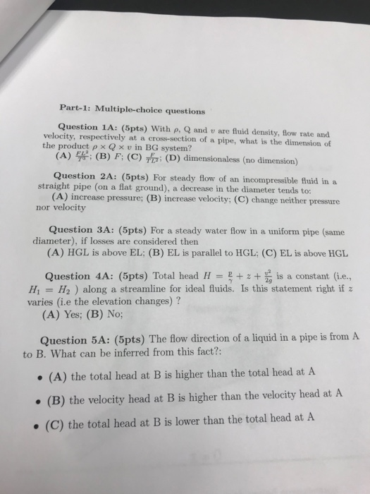 Solved Part-1: Multiple-choice questions Question 1A: (5pts) | Chegg.com