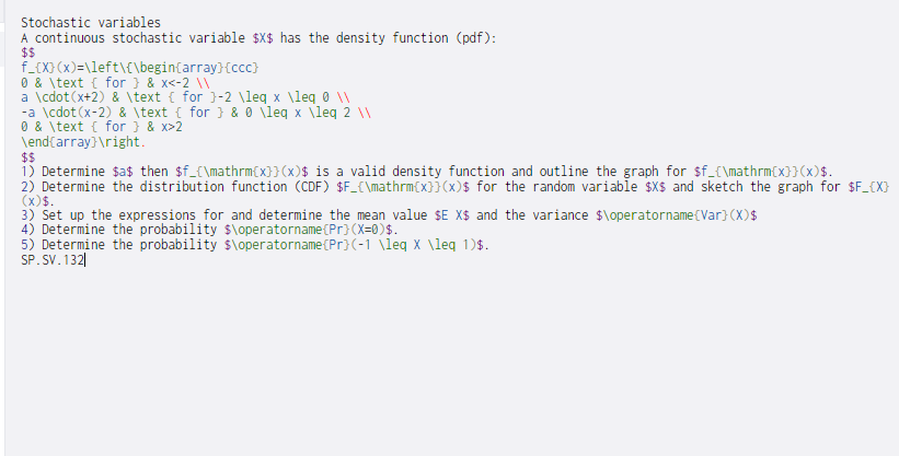 Solved Stochastic variables A continuous stochastic variable | Chegg.com