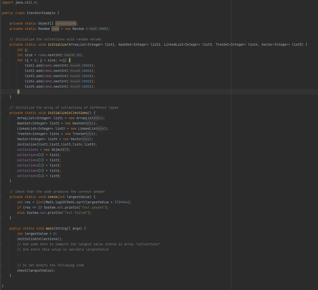 Solved Exercise 2 - Iterators 1. Open IteratorExample.java | Chegg.com