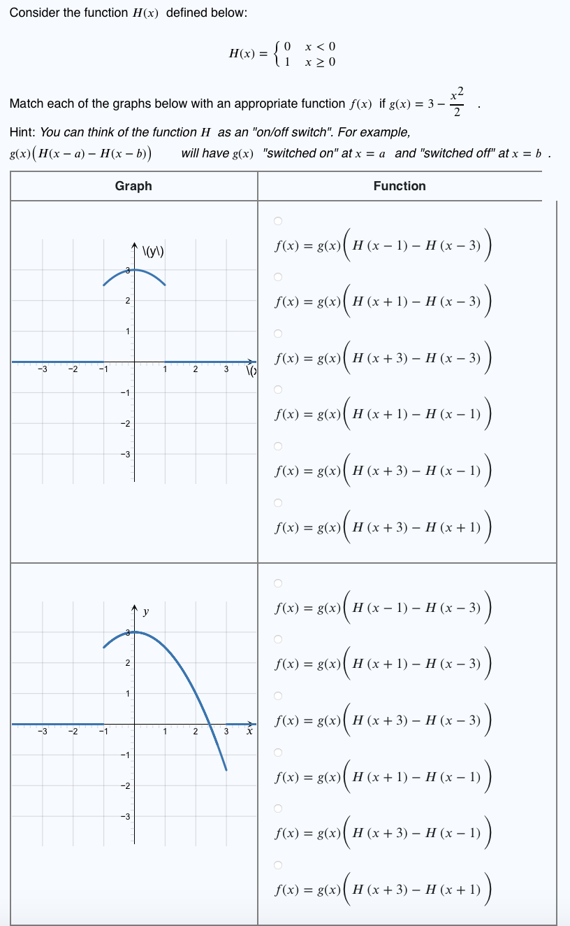 Solved Consider the function H(x) defined below: | Chegg.com Solved Consider the function H(x) defined below: | Chegg.com