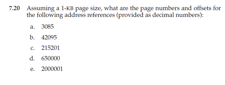Solved Assuming a 1-KB page size, what are the page numbers | Chegg.com
