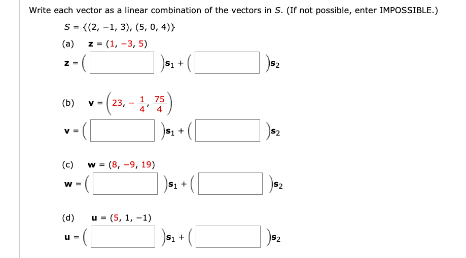 Solved Write each vector as a linear combination of the | Chegg.com