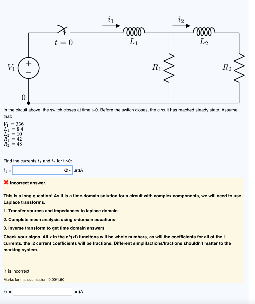 Solved In The Circuit Above The Switch Closes At Time