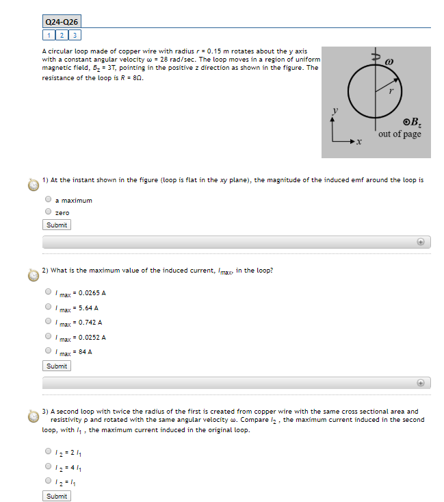 Solved 224-026 A circular loop made of copper wire with | Chegg.com