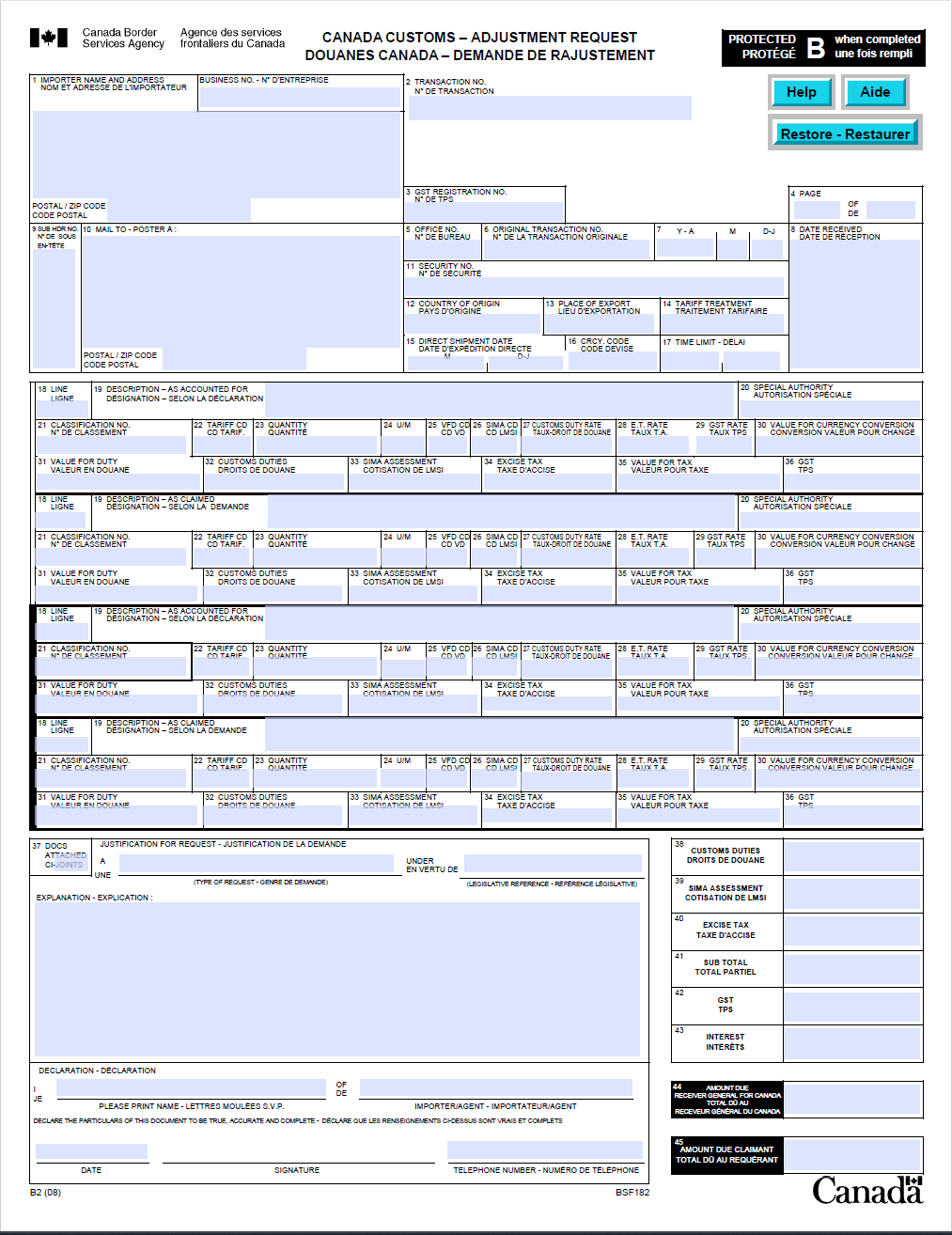 Solved Customs Documents B-2 Customs adjustment Form (This | Chegg.com