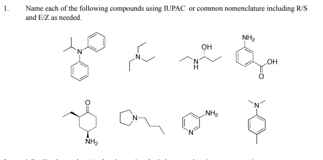 Solved Name each of the following compounds using IUPAC or | Chegg.com