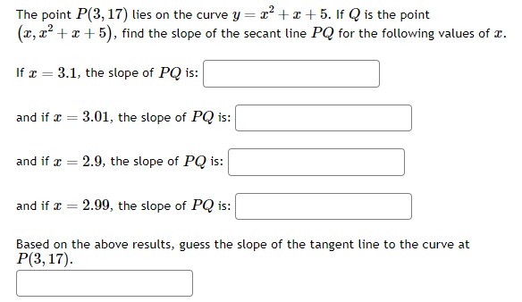 Solved The point \\( P(3,17) \\) lies on the curve \\( | Chegg.com