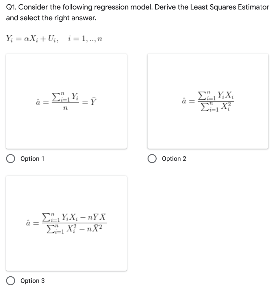Solved Q1. Consider the following regression model. Derive | Chegg.com