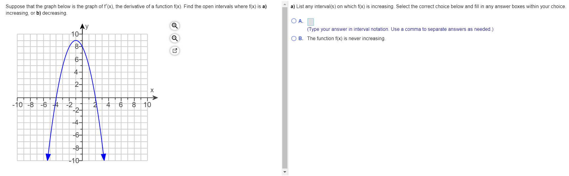 Solved a) List any interval(s) on which f(x) is increasing. | Chegg.com