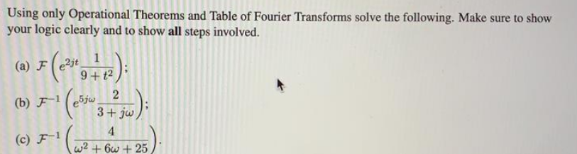 Solved Using only Operational Theorems and Table of Fourier | Chegg.com