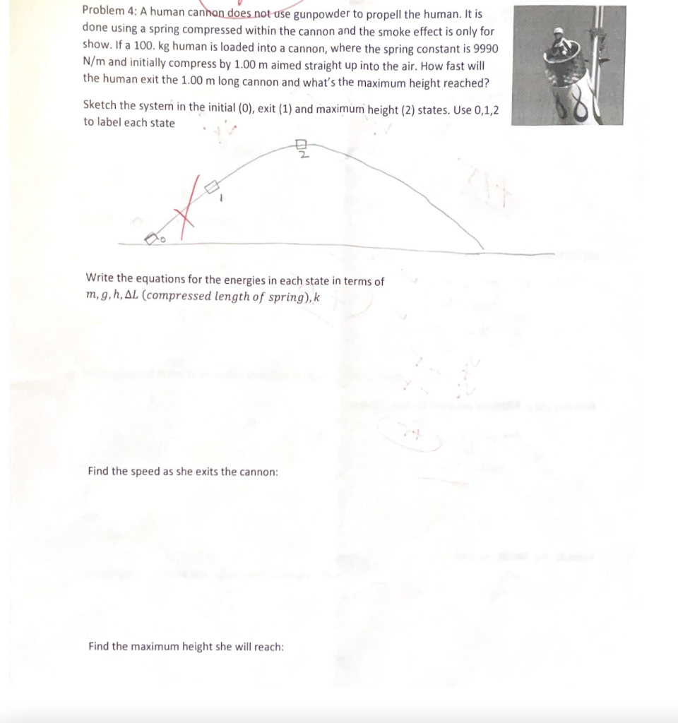 Solved Problem 4: A human cannon does not use gunpowder to | Chegg.com