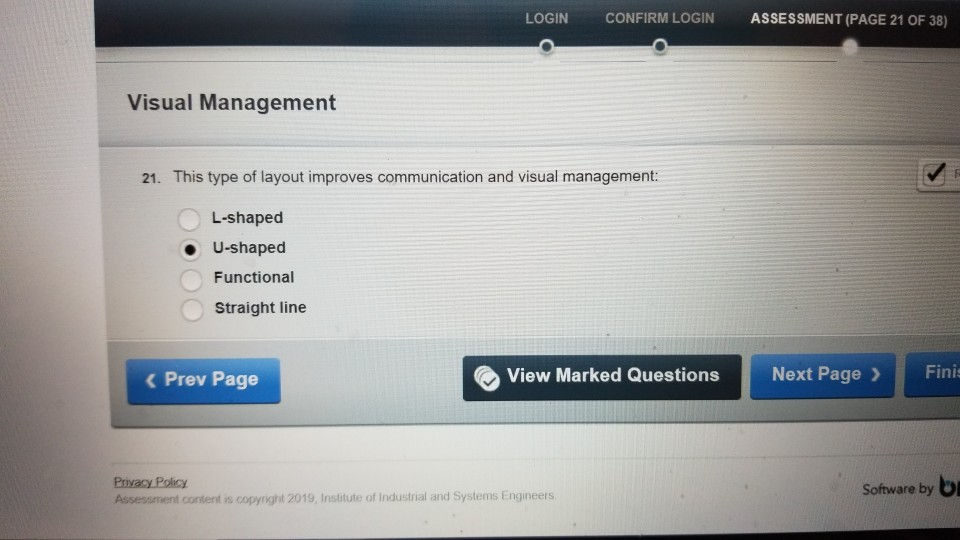 Solved LOGIN CONFIRM LOGIN ASSESSMENT (PAGE 21 OF 38) Visual | Chegg.com