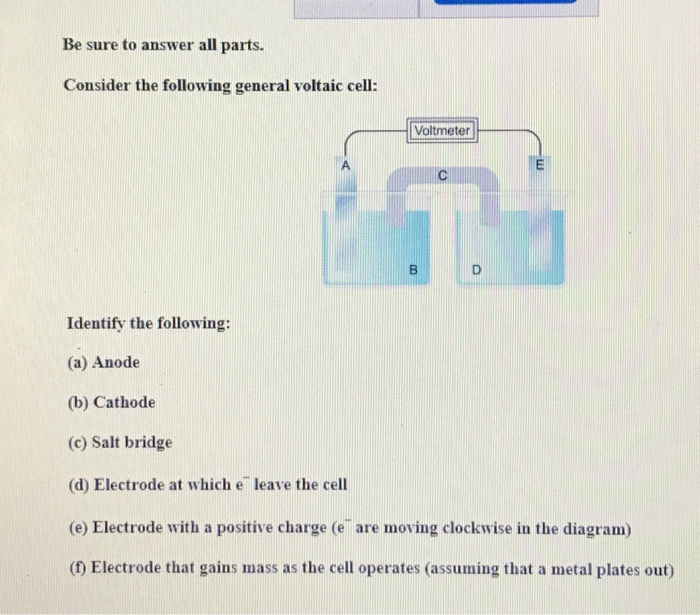 Solved Be sure to answer all parts. Consider the following | Chegg.com
