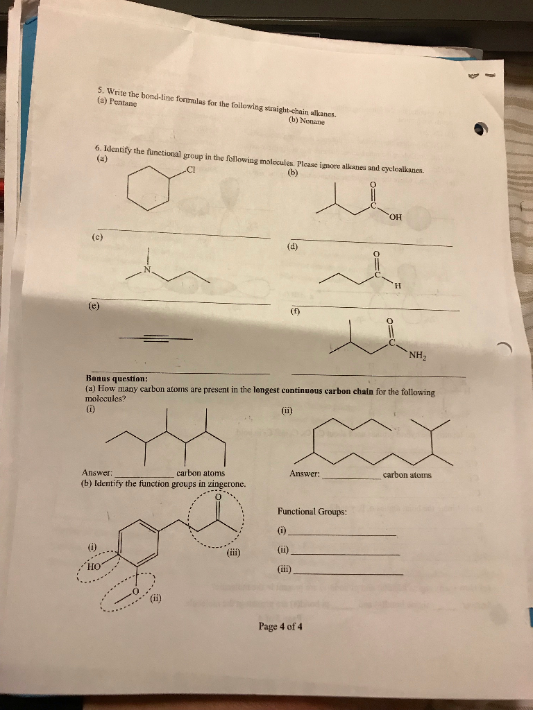 Solved S Write The Bond Line Formulas For The Following